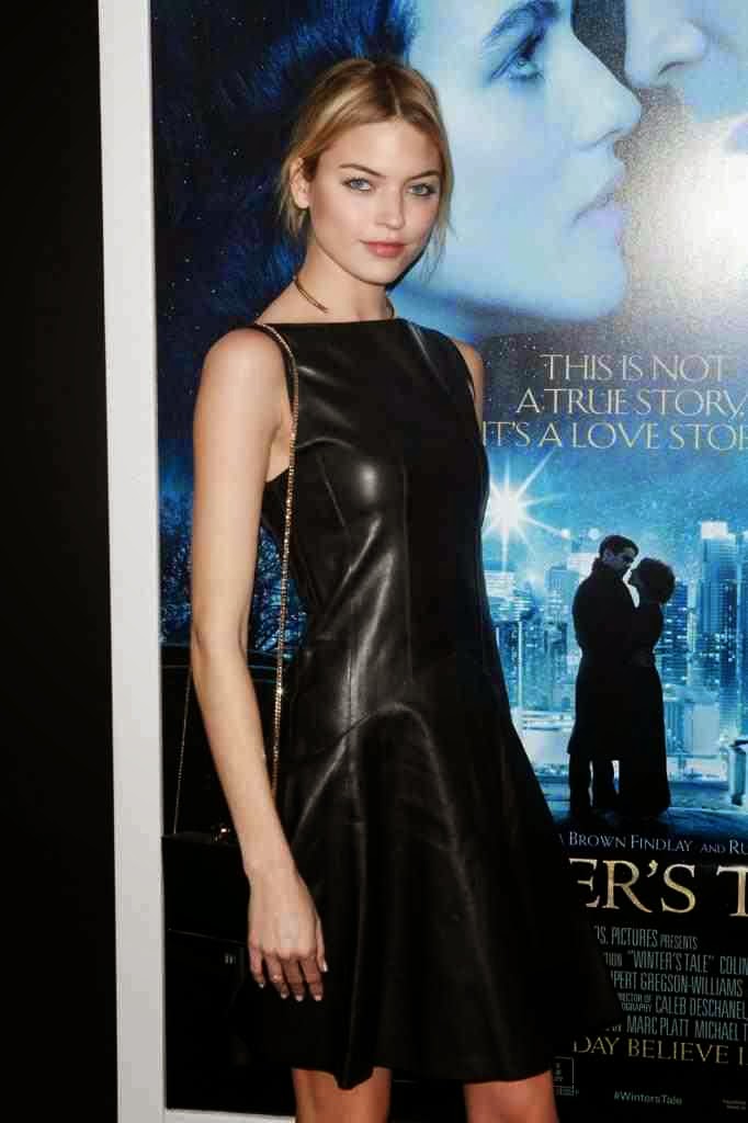 Lovely Ladies in Leather: Martha Hunt in a leather mini-dress