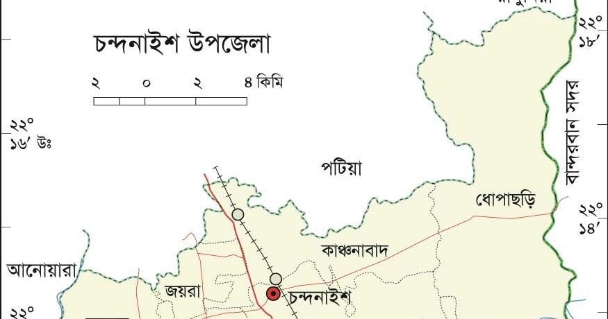 চন্দনাইশ উপজেলার মানচিত্র, চট্টগ্রাম জেলা, বাংলাদেশ