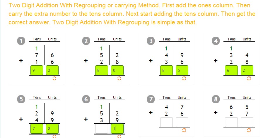 Two Digit Addition With Regrouping – Activity 4