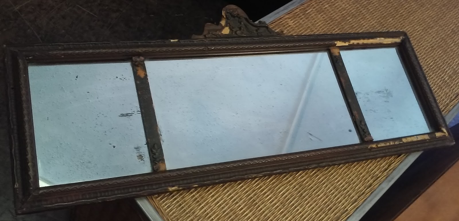 UHURU FURNITURE & COLLECTIBLES: SOLD #3870 Antique 3 Panel Mirror - $45