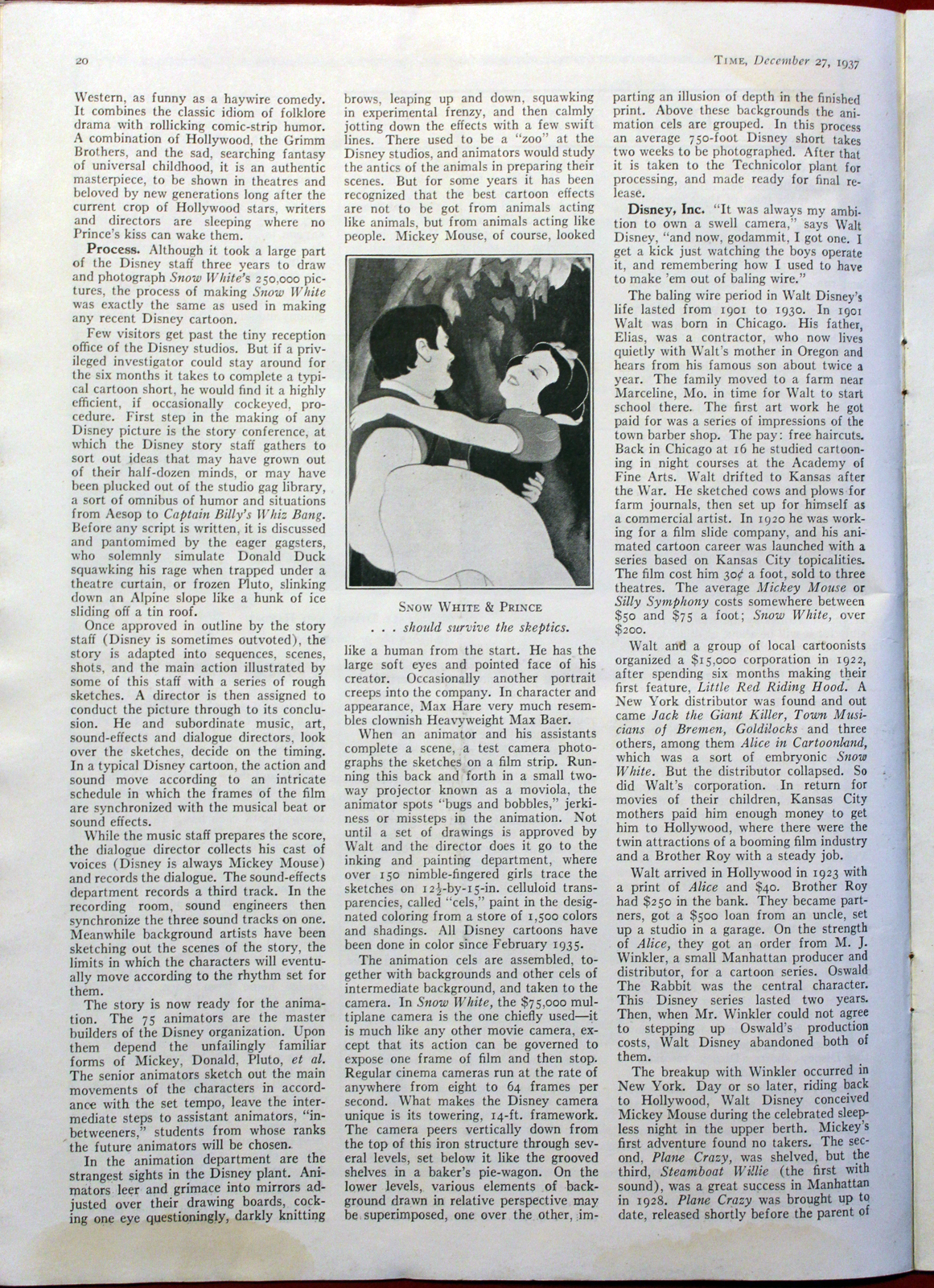 Filmic Light - Snow White Archive: 1937 Time Magazine