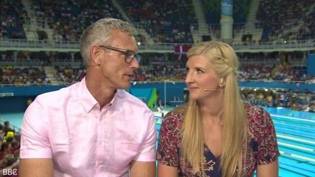Female Olympic commentator strokes the thigh of male co-presenter ...