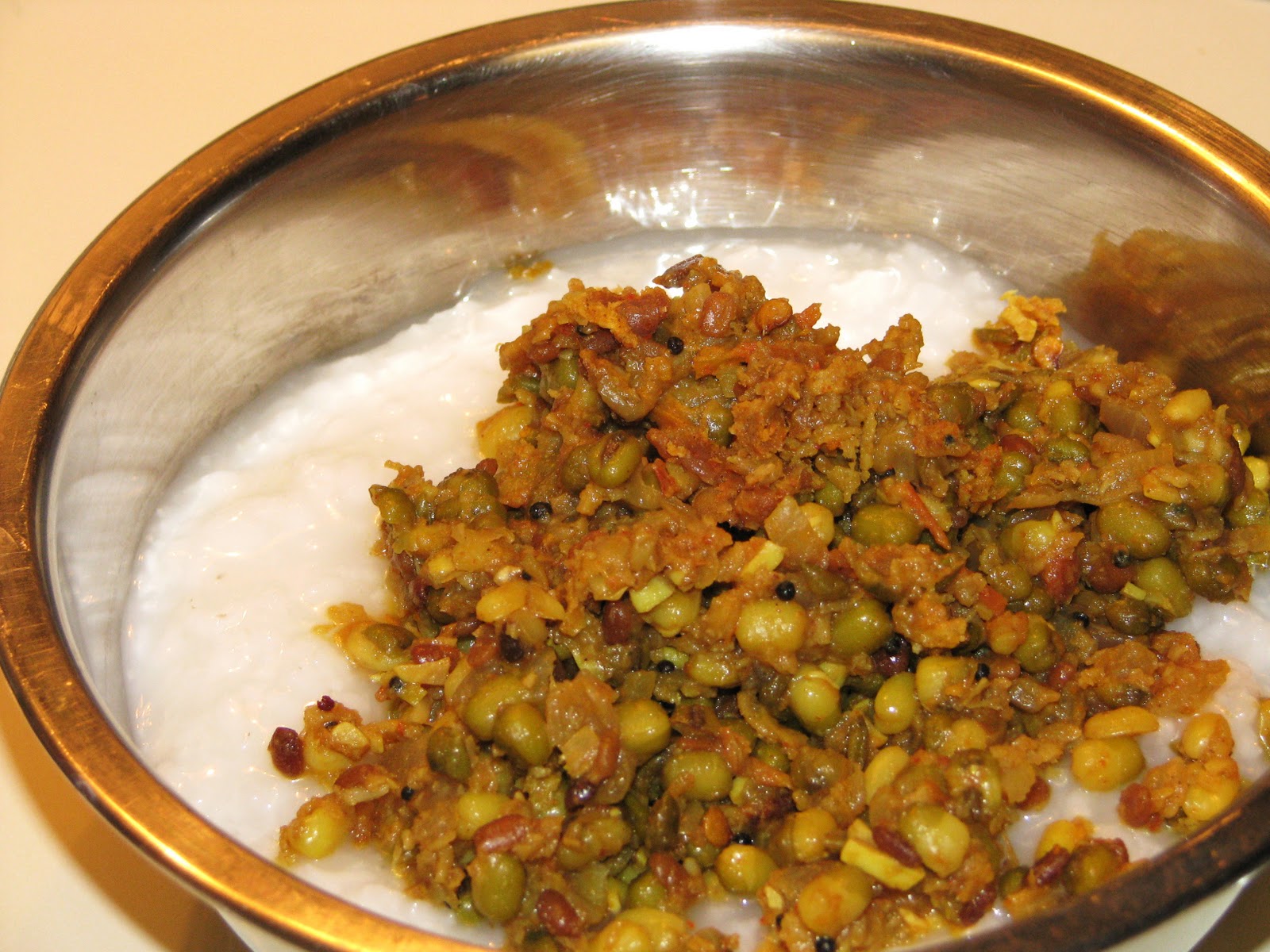 Renjitha's Cuisine: Rice Porridge with Moong Dal Bhaji (Kerala Style)