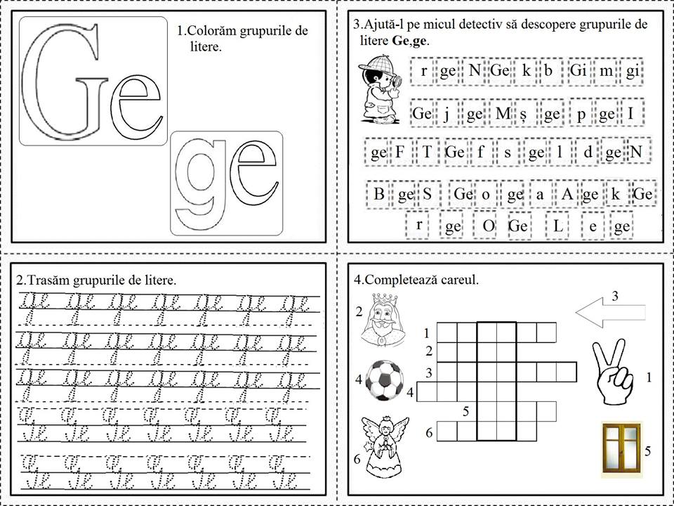 EDUCATIA CONTEAZA : FISE DE LUCRU CU GRUPURILE DE SUNETE CE, CI, CHE, CHI, GE, GI, GHE, GHI