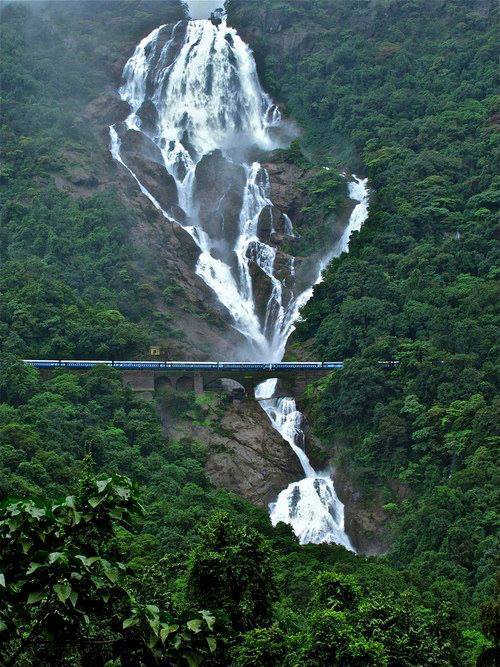 Mindblowing Planet Earth: Train Track In India With Waterfall in Background