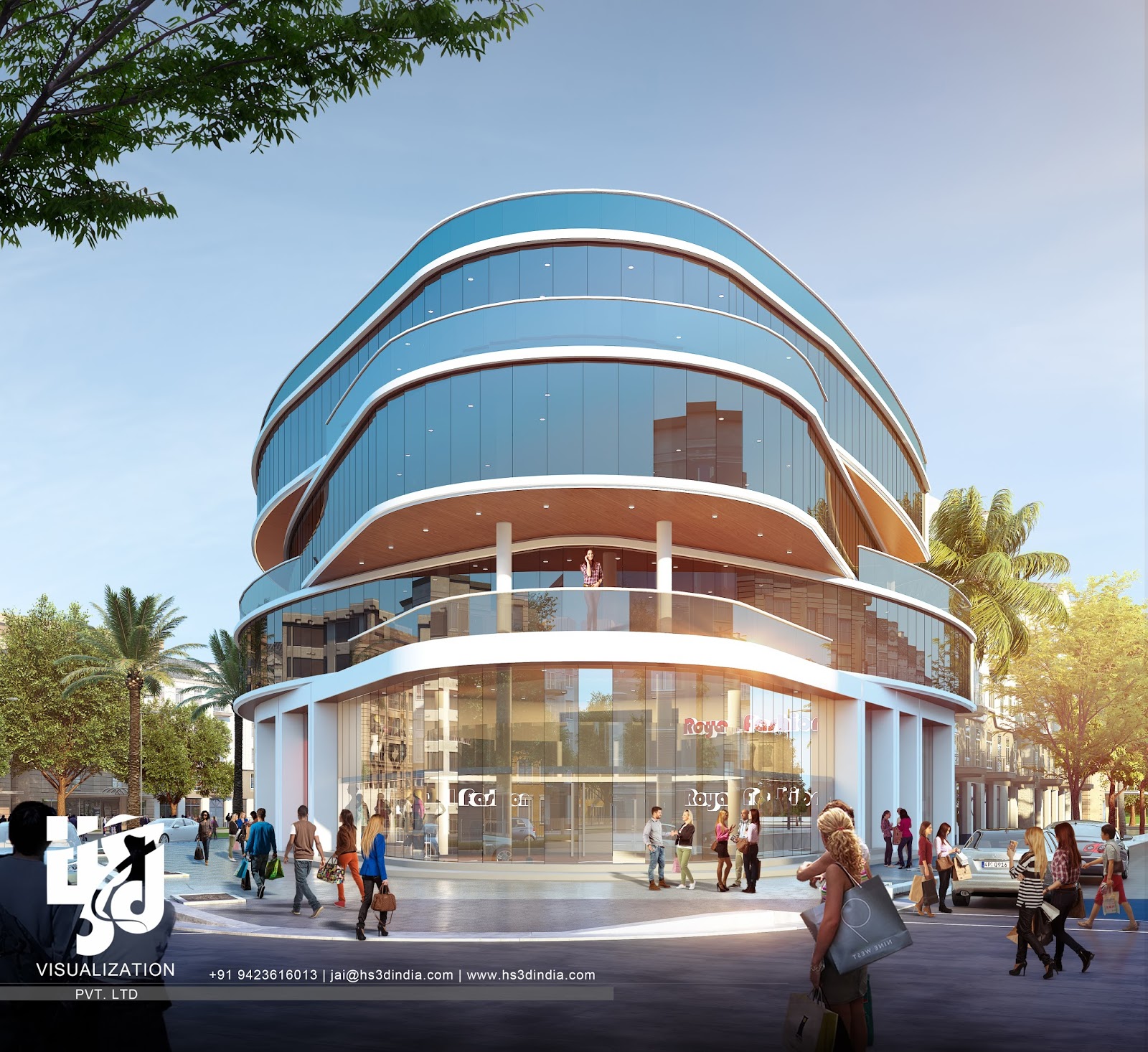 SHOPPING MALL 3D FACADES IN DAY VIEW