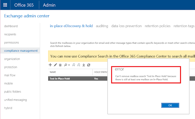 Fix for "Error - Can't Remove Mailbox Search" | The EXPTA {blog}