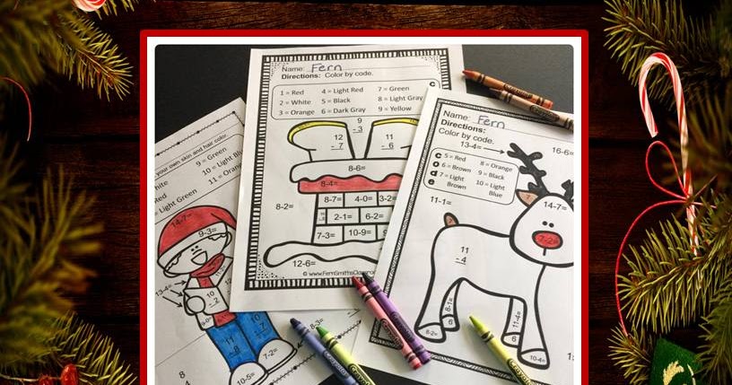 Christmas Color By Number Subtraction Facts For Your Classroom! - Fern ...