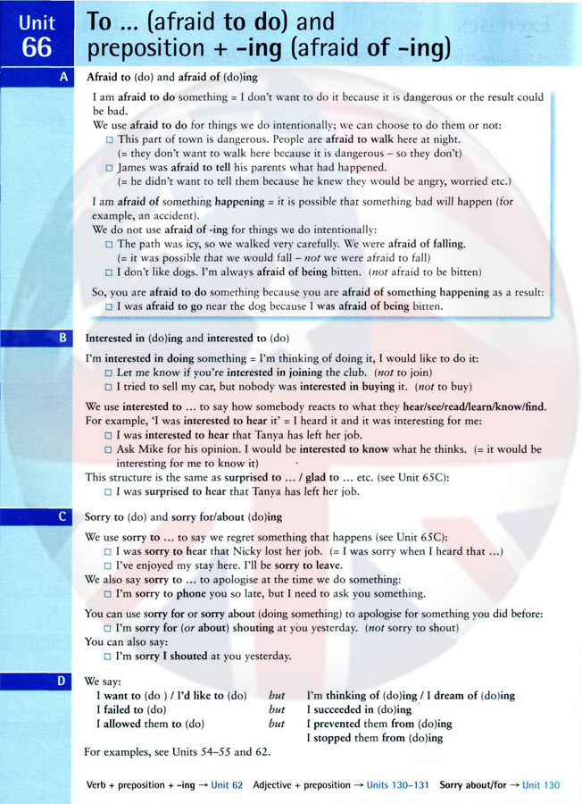 66. To ... (afraid to do) and preposition + -ing (afraid of -ing)|Learn ...