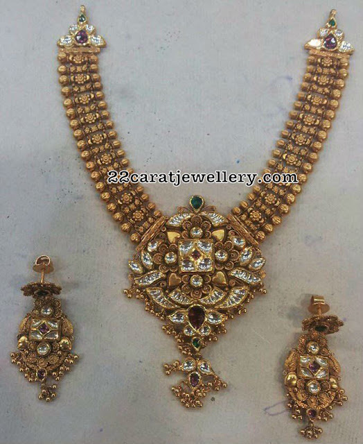 Antique Long Chain with White Stones - Jewellery Designs