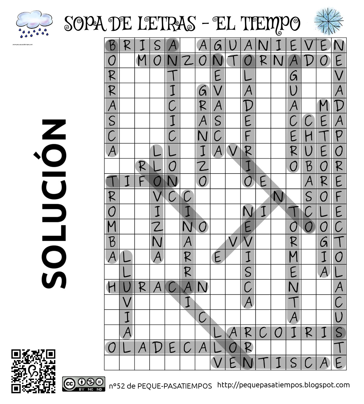 Peque-pasatiempos: SOPA DE LETRAS (El tiempo) - PEQUE-PASATIEMPOS nº52