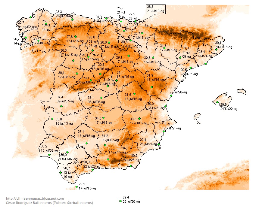 Mapas y gráficos climatológicos: Canícula 2016