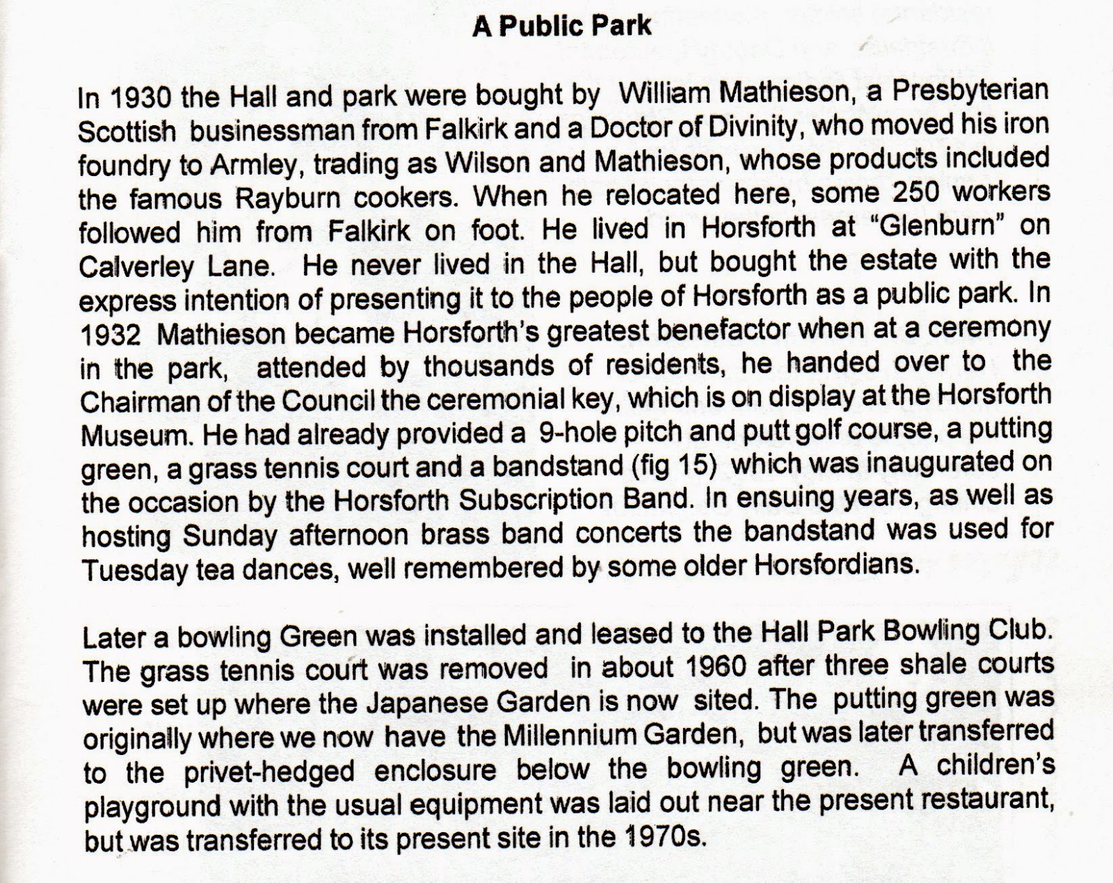 Horsforth Museum: William Mathieson bought the Hall estate and Park for ...