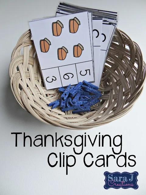 Thanksgiving Clip Cards + A FREEBIE | Sara J Creations