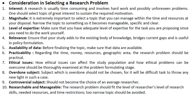 Public Health Notes: Selection of Research Problem