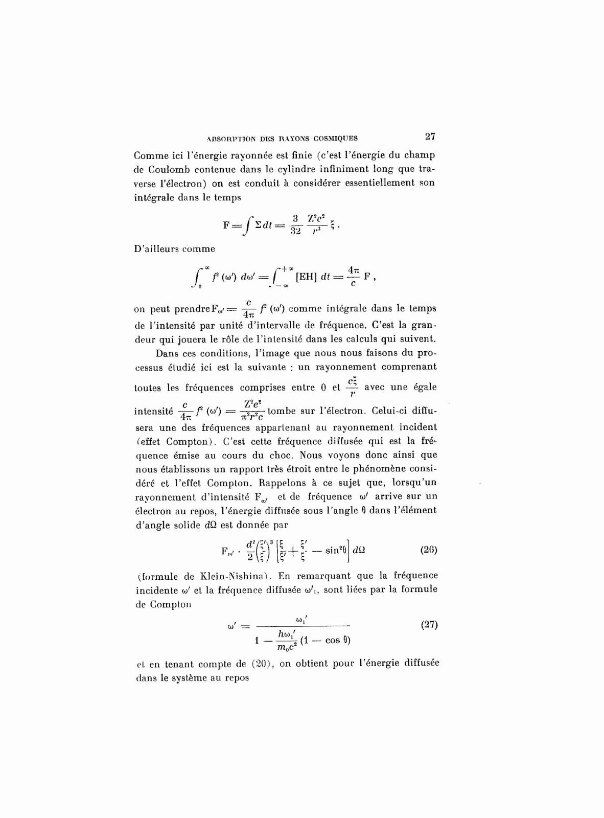 Interdisciplinarité: "Théorie du passage des rayons cosmiques à travers ...