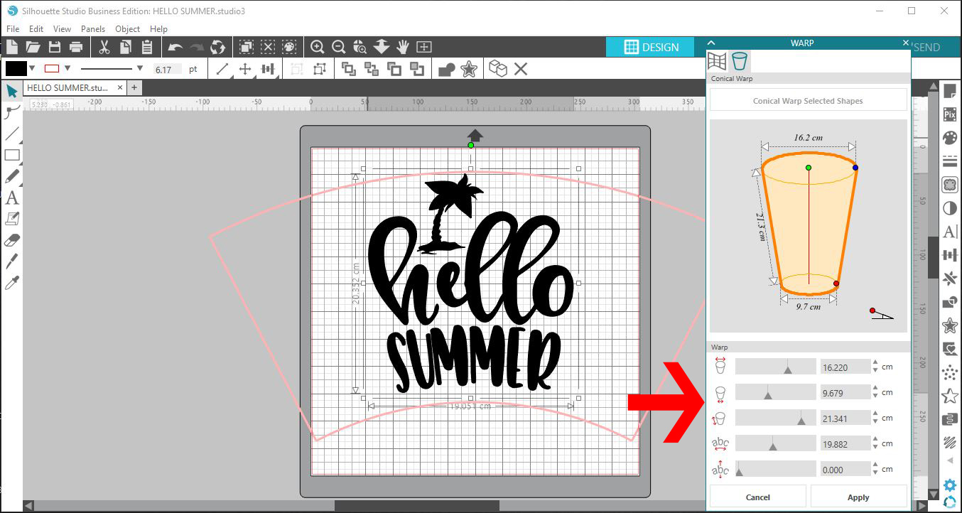 Conical Warp Tool in Silhouette V4.1 | Design Bundles