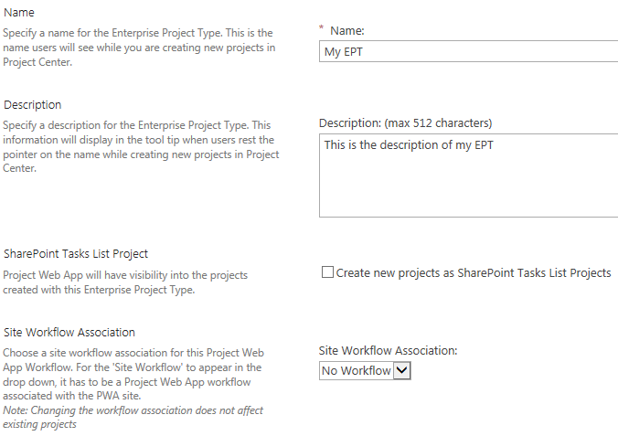 Create an Enterprise Project Type with Project Server 2013