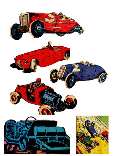 Printable Retro Comic Racing Cars