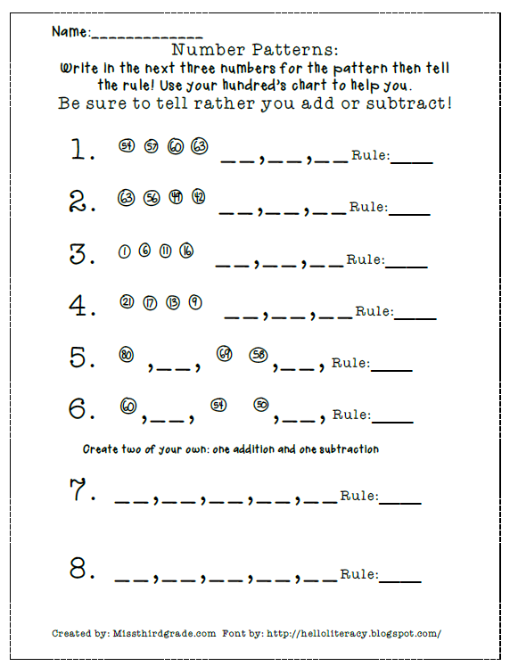 Number patterns, Number pattern activities, Math patterns