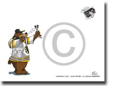Mike Spicer Cartoonist / Caricaturist.: Bruins vs. Flyers. Ready....Aim...