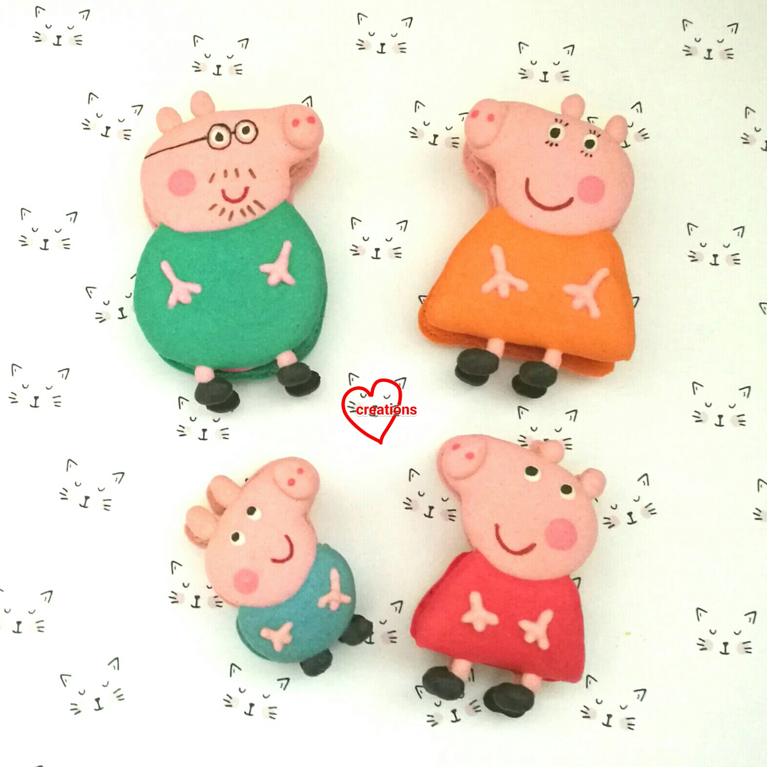 Loving Creations for You: Peppa Pig and Family Strawberry Macarons ...