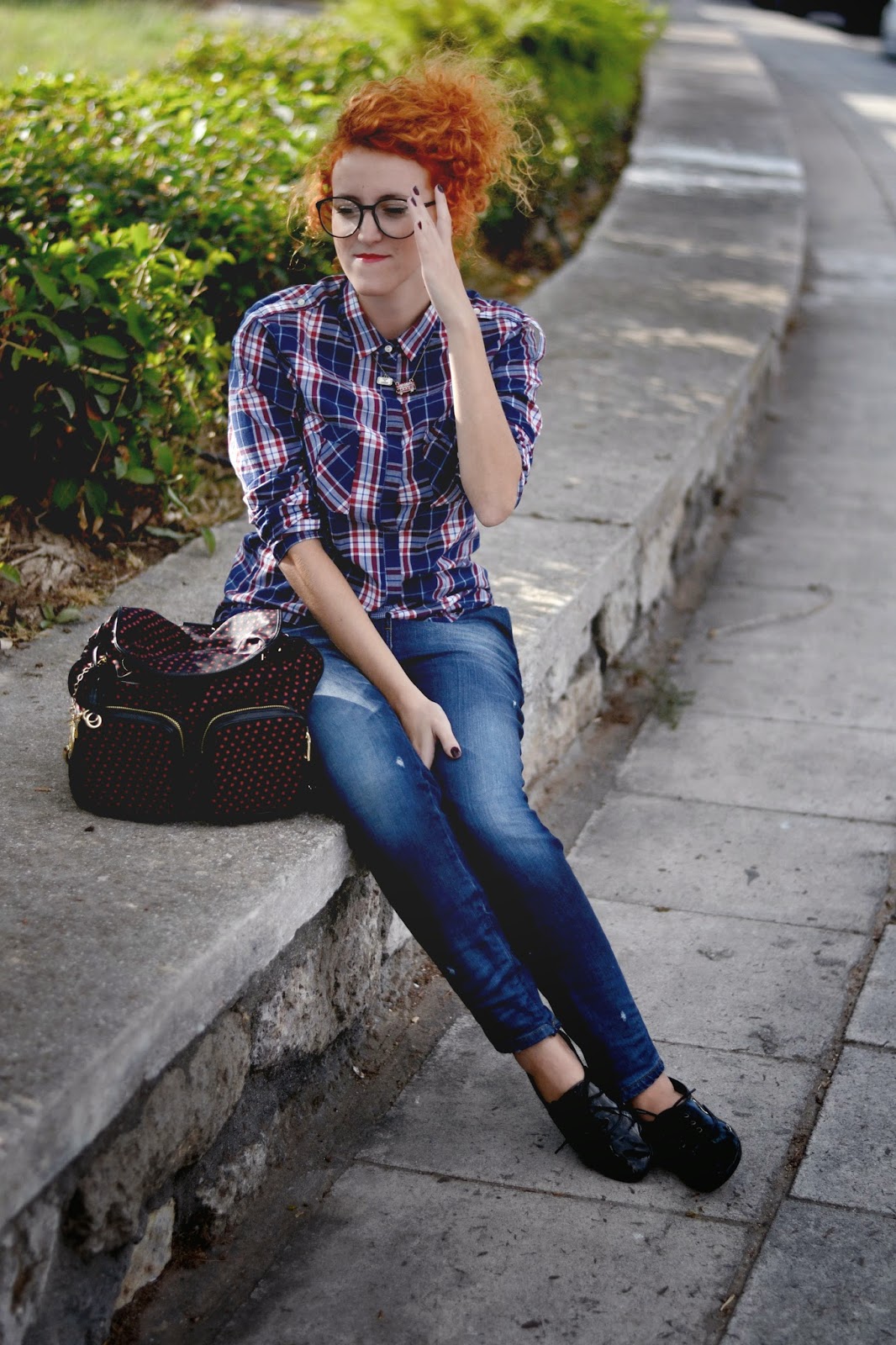 red rose cheeks: A college look.