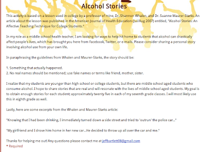 Middle School Health Esteem: Lesson Idea: Alcohol Stories (Using Web 2.0)