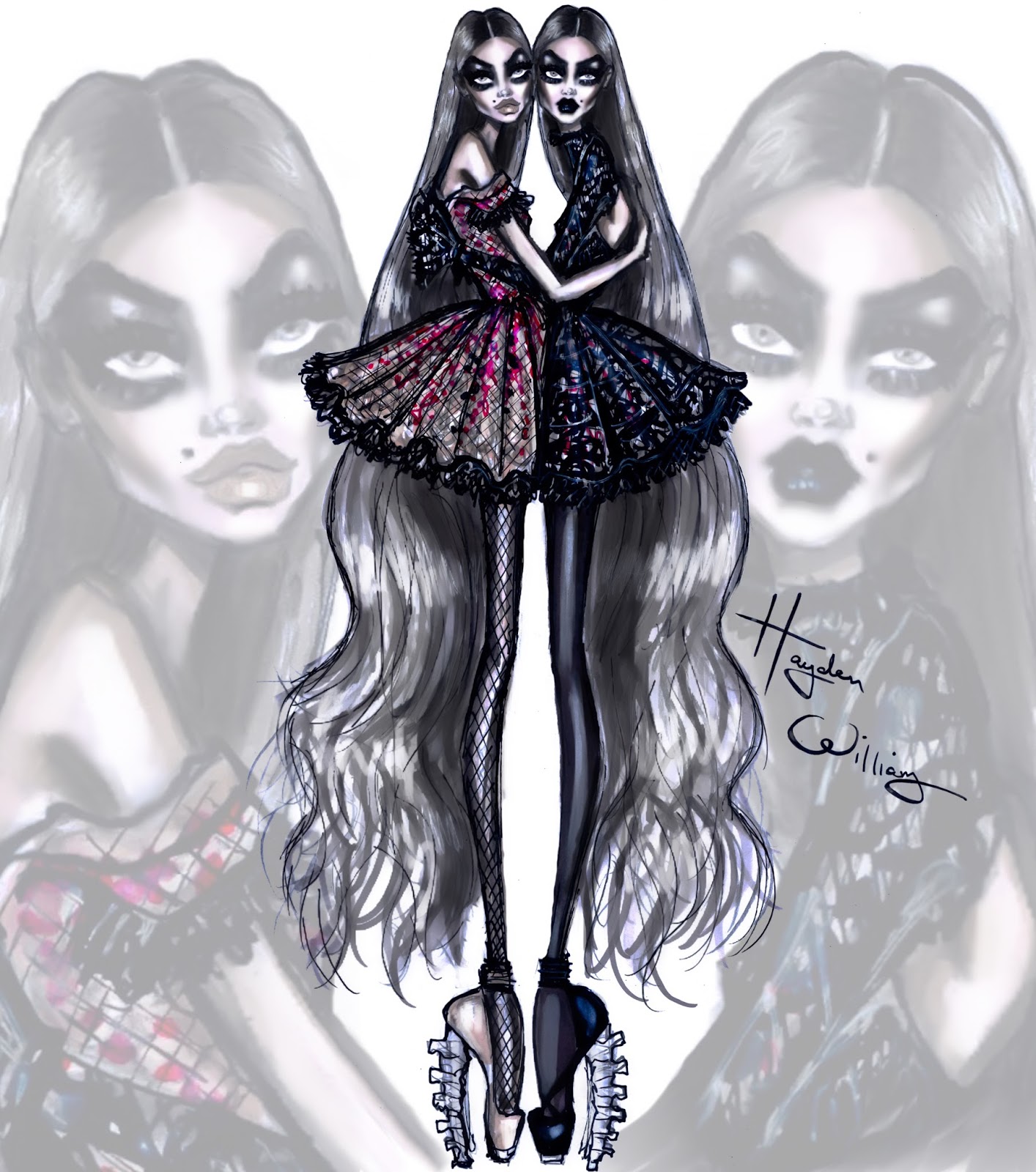 Hayden Williams Fashion Illustrations: 'Ghoulish Twins' by Hayden Williams