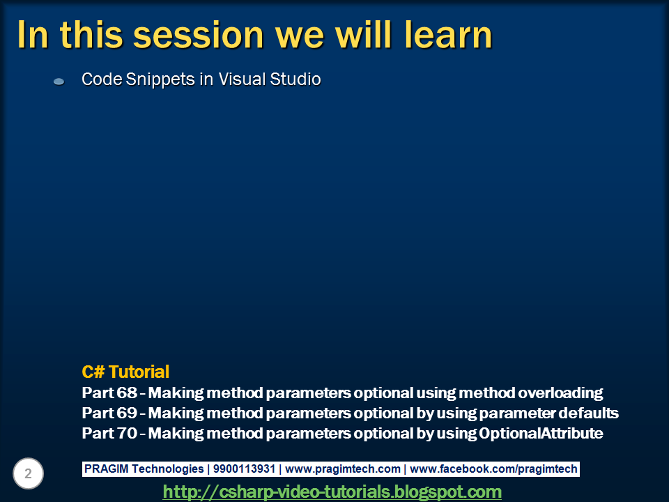 Sql server, .net and c# video tutorial: Part 71 - Code Snippets in ...
