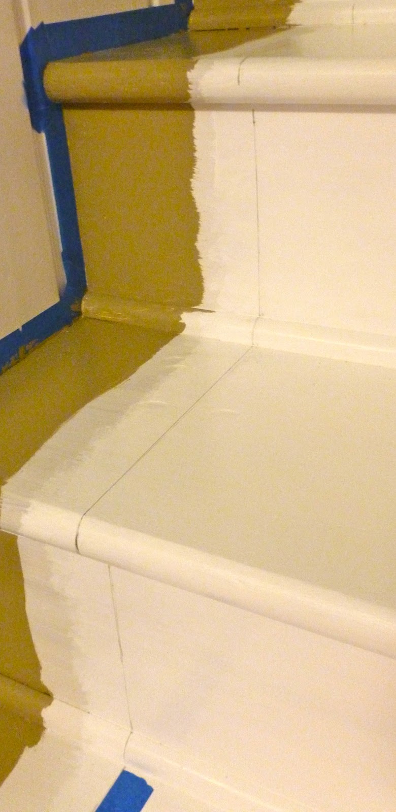 Once I had marked the line all the way up the stairs I taped along it ...