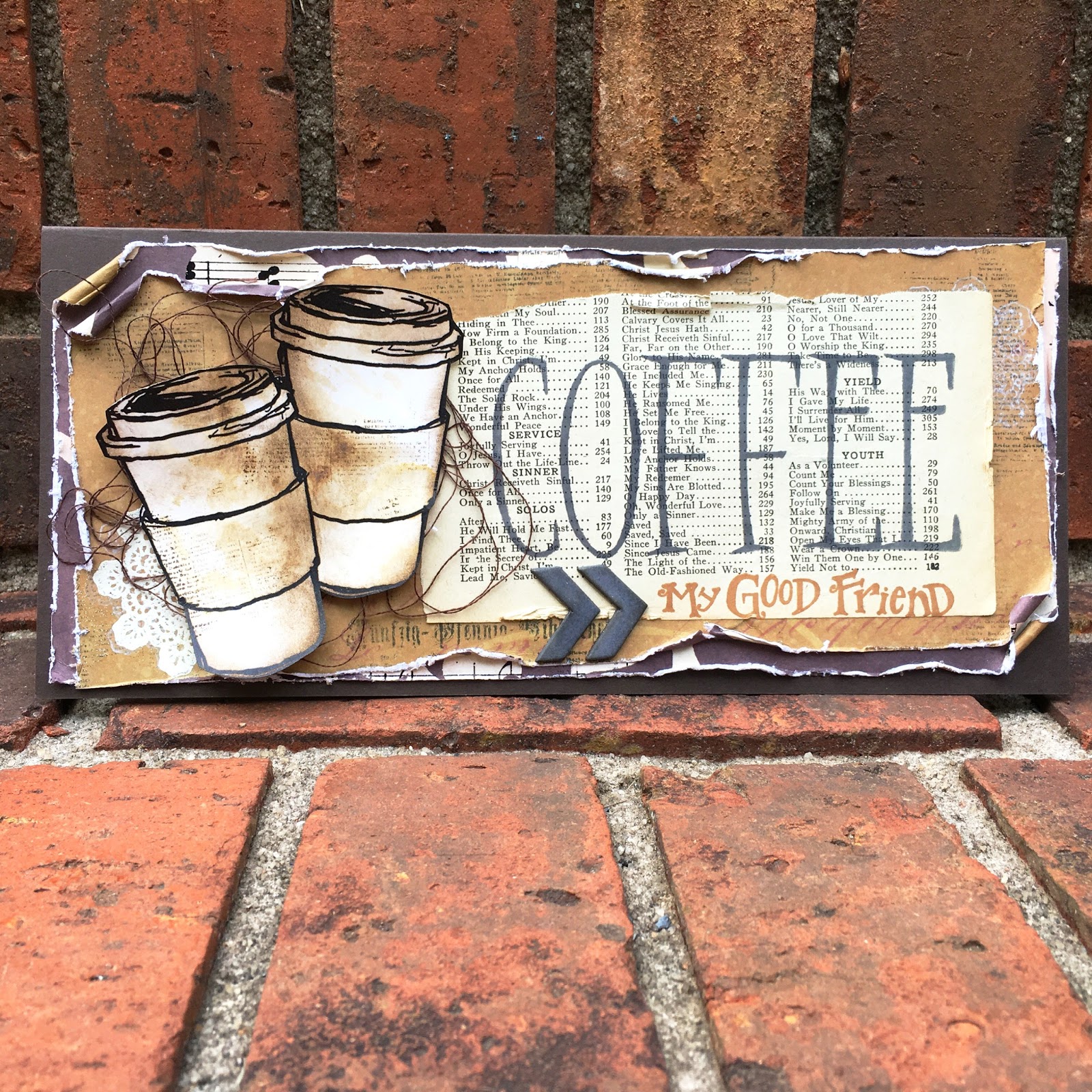 SewPaperPaint: Distressed Coffee Friendship Card