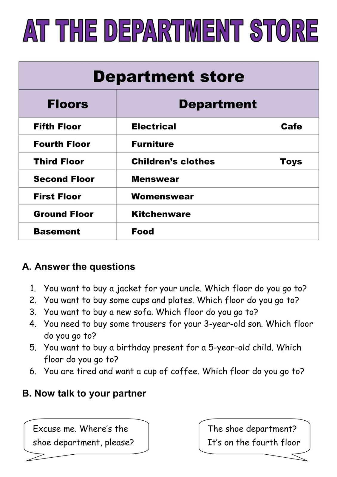 Happy English Land: AT THE DEPARTMENT STORE