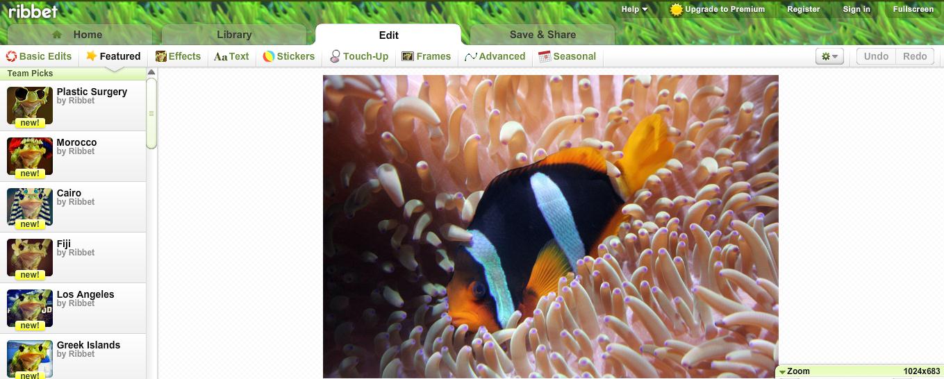 List of Free Online Photo Image Editor and Effects: Ribbet.com