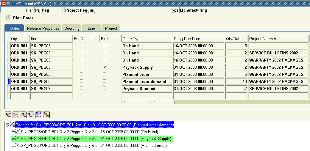Oracle Advanced Supply Chain Planning Apps: Project Pegging in ASCP