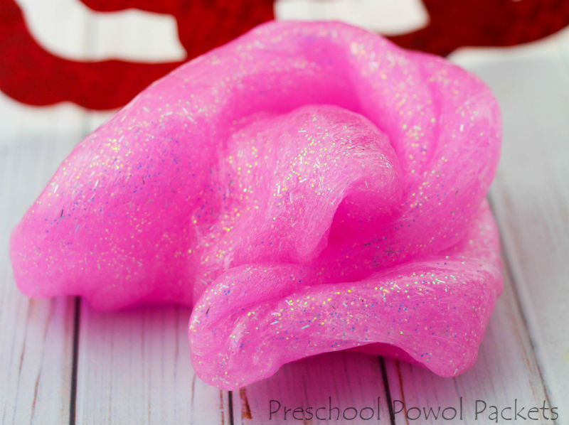Pink Glitter Valentine Slime Science Experiment | Preschool Powol Packets