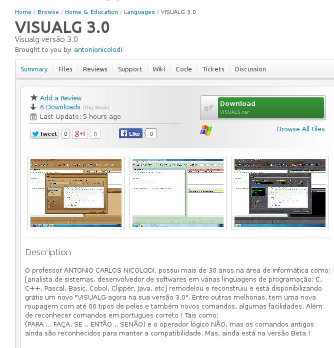 Qual é o Nome Deste Blog?: VISUALG 3.0