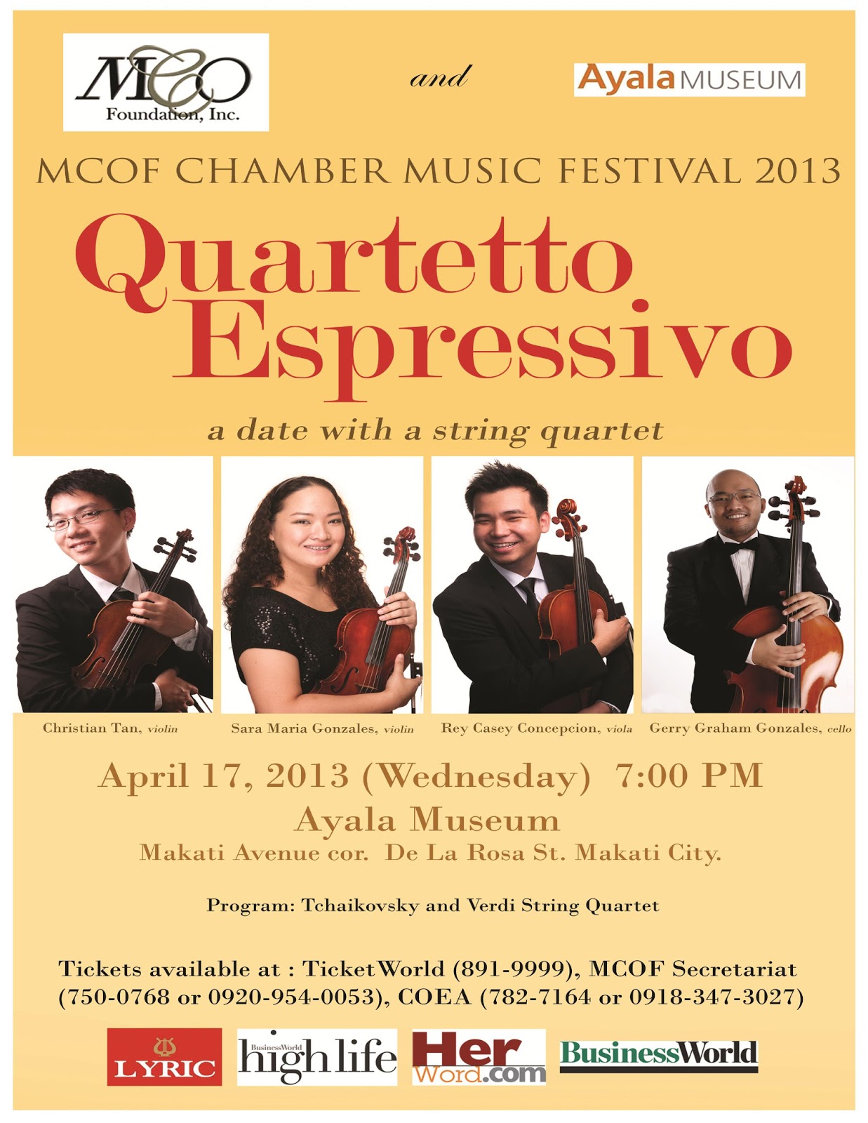 Brookside Baby: String quartet and voice concerts in April