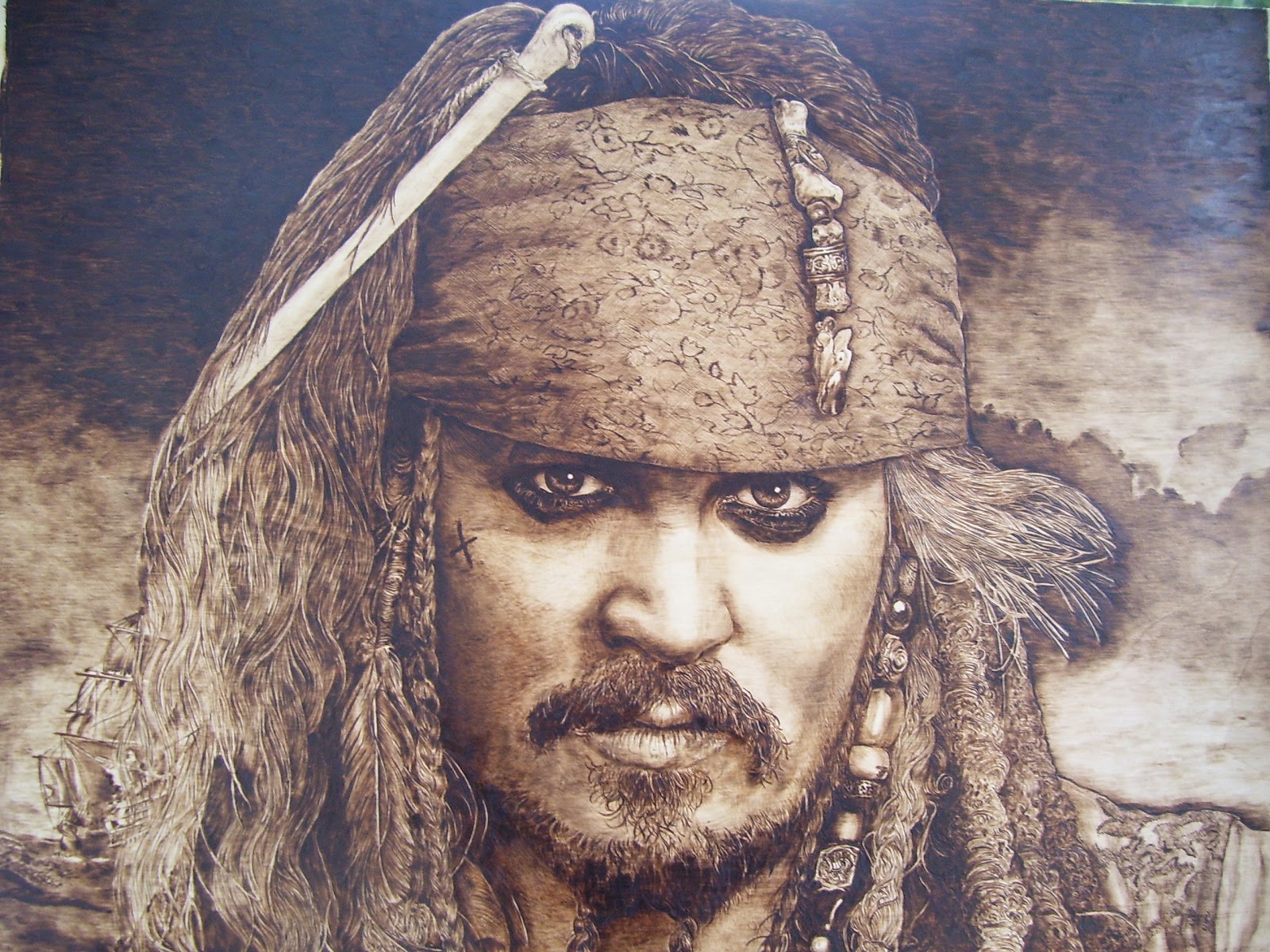 pyrography by Jean bouick: Pyrography art by jean bouick-10 ( Johnny Depp)