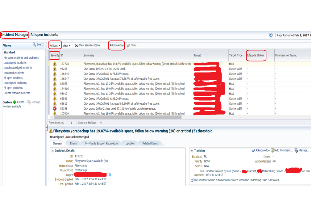 Oracle Database Oem Groups Monitoring Templates Templates Collection Events Incidents