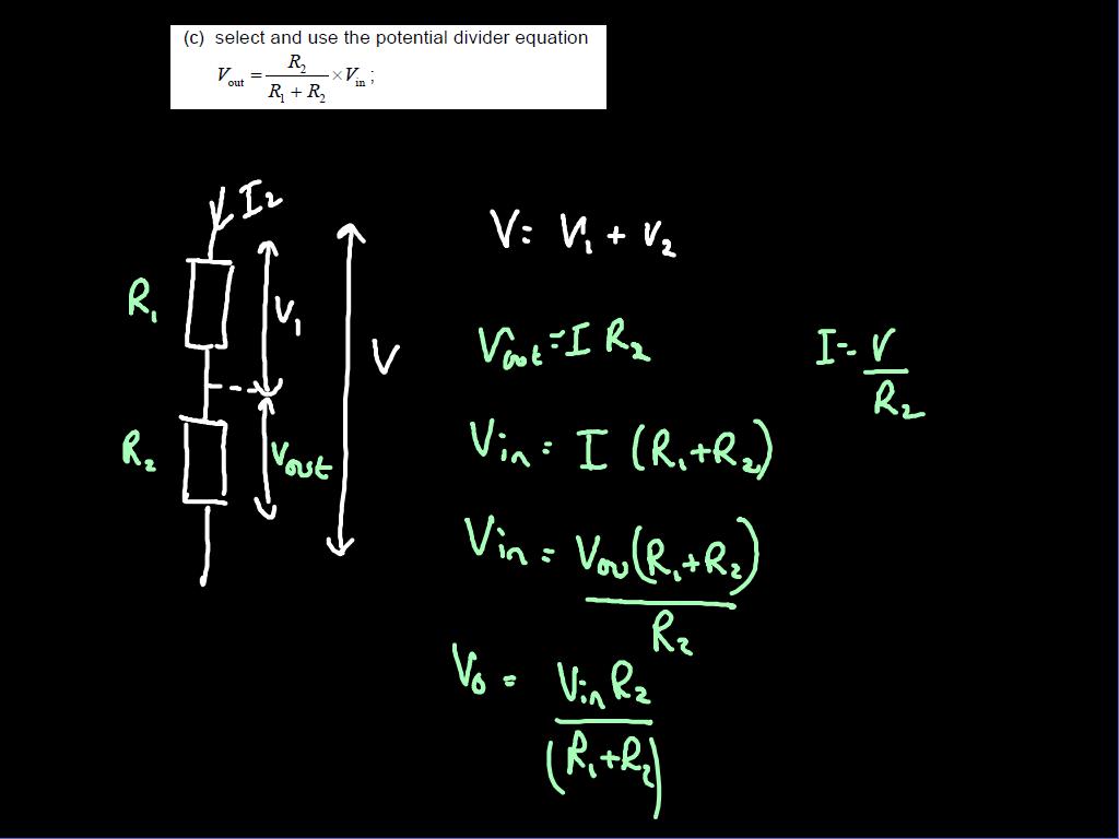 Mr Lloyd's Interactive Board: Y12 Potential divider equation