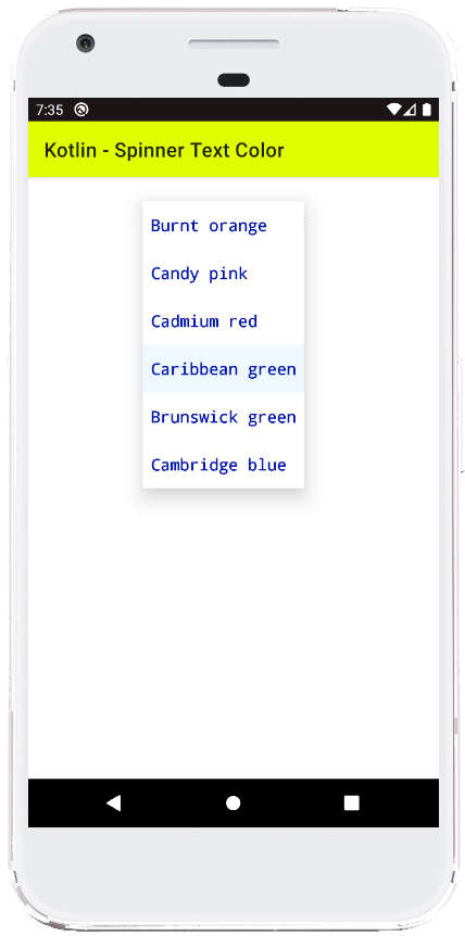 Android Kotlin Spinner Text Color Programmatically