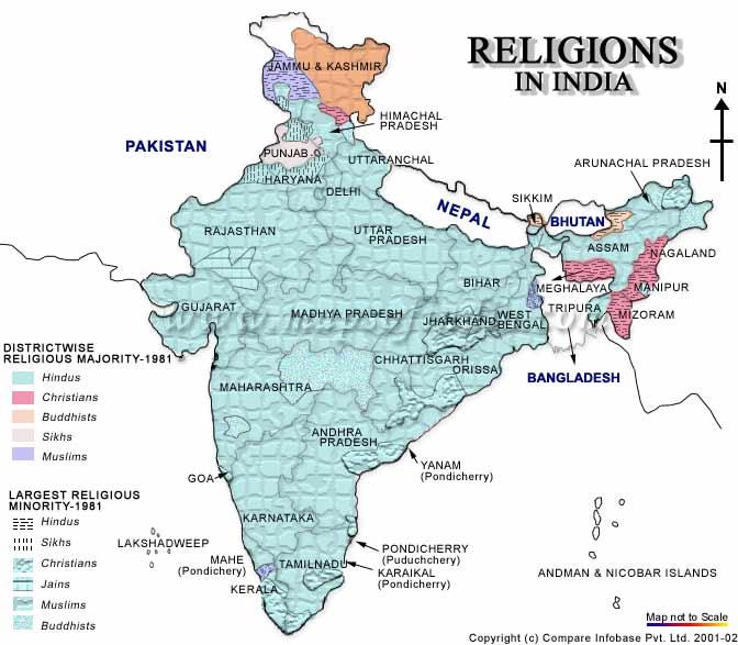 God Of India: Religion India Map