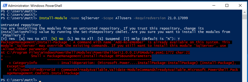 MatticusAU Blog: Installing SqlServer PowerShell module from ... MatticusAU Blog: Installing SqlServer PowerShell module from ...