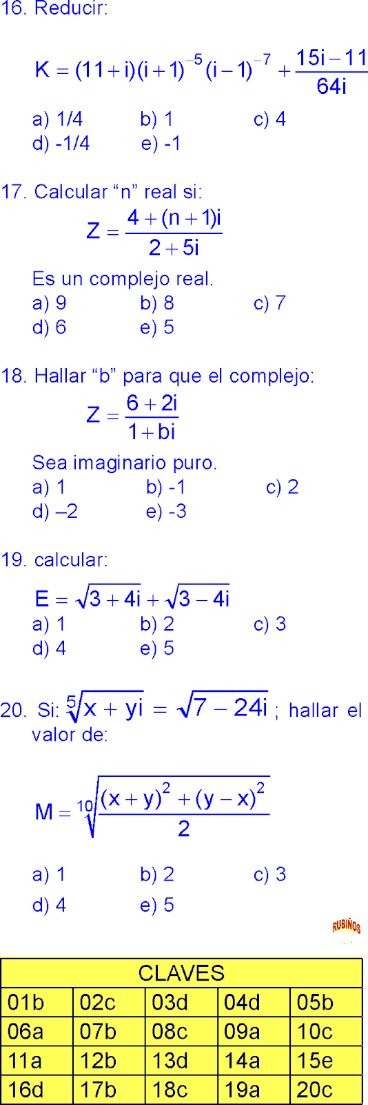 NUMEROS COMPLEJOS EJERCICIOS RESUELTOS PDF