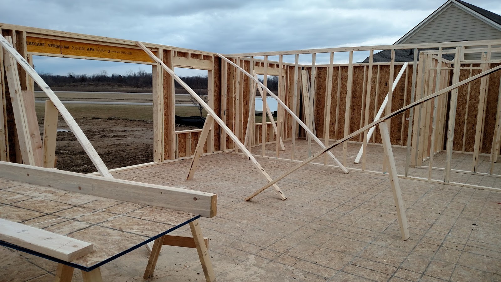 Linden Airport House: First Floor Wall Framing