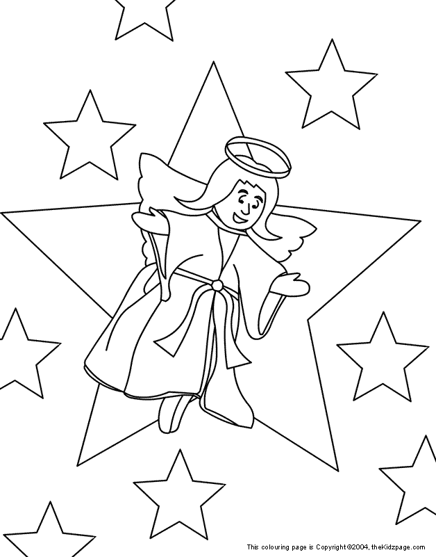 Kids Page: - Christmas Angel For Kids - Colouring Coloring Pages