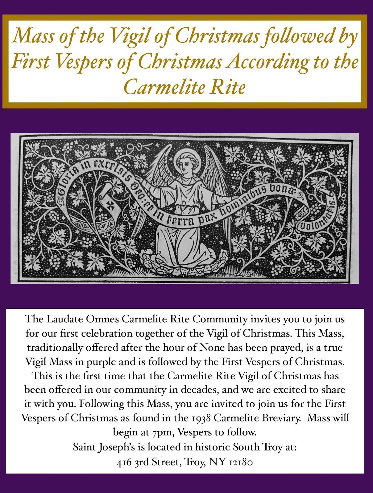 New Liturgical Movement: Christmas Eve in the Carmelite Rite in Troy ...