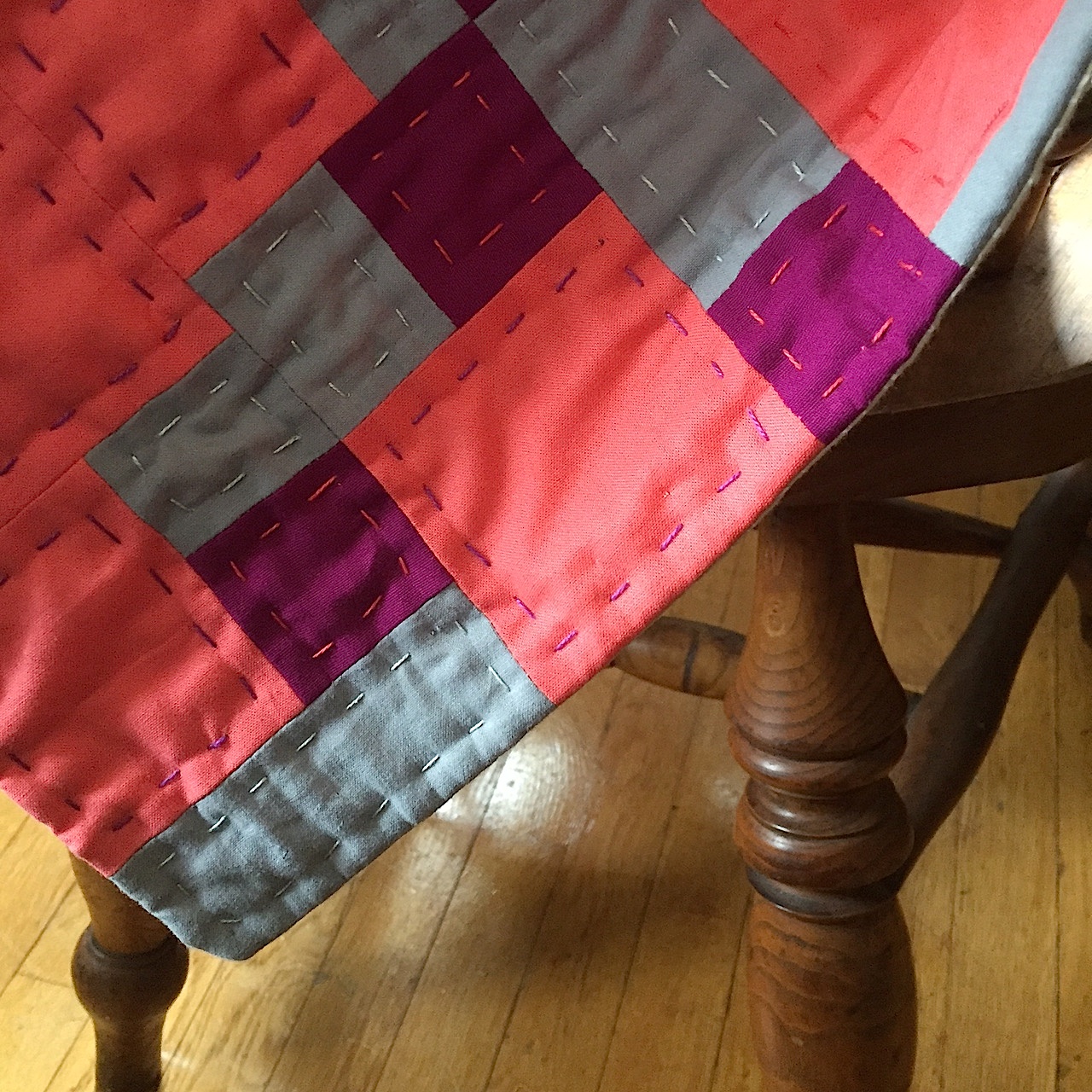 Orange explains it all: Finished Floating Squares Quilt