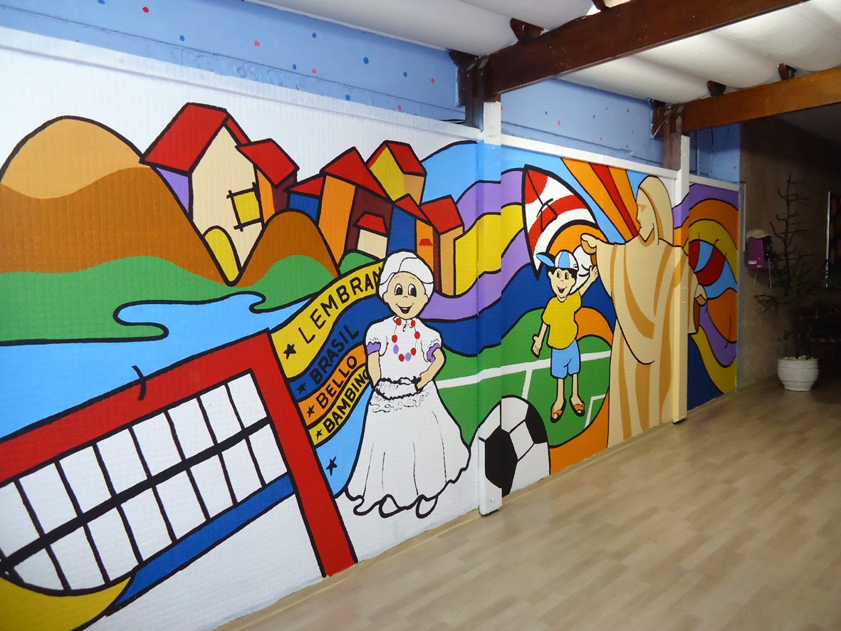 Arte Poesia Decoração Cenografia: Pintura decoração parede escola ...